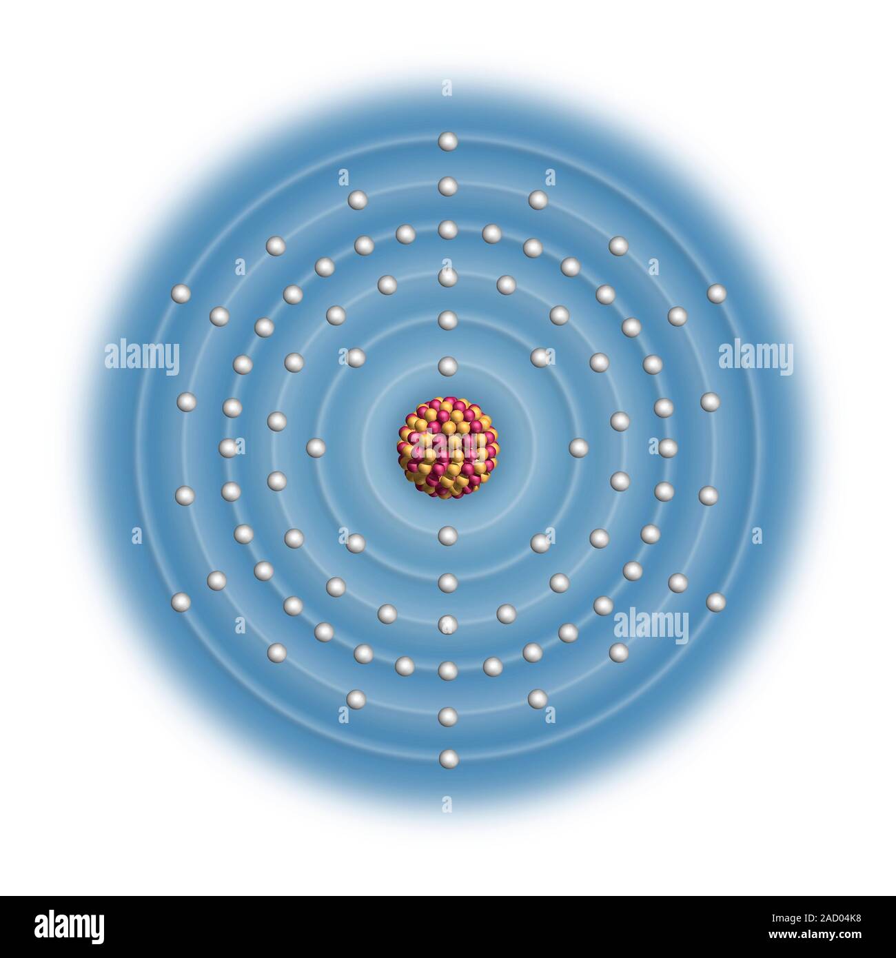 Polonium (Po). Diagram of the nuclear composition and electron ...