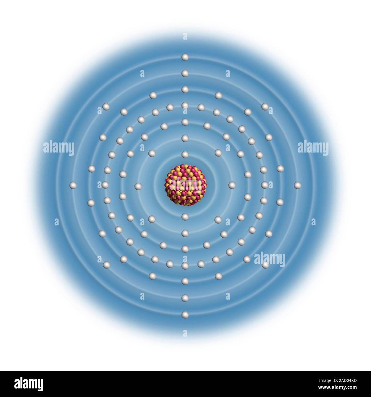 Radium (Ra). Diagram of the nuclear composition and electron ...