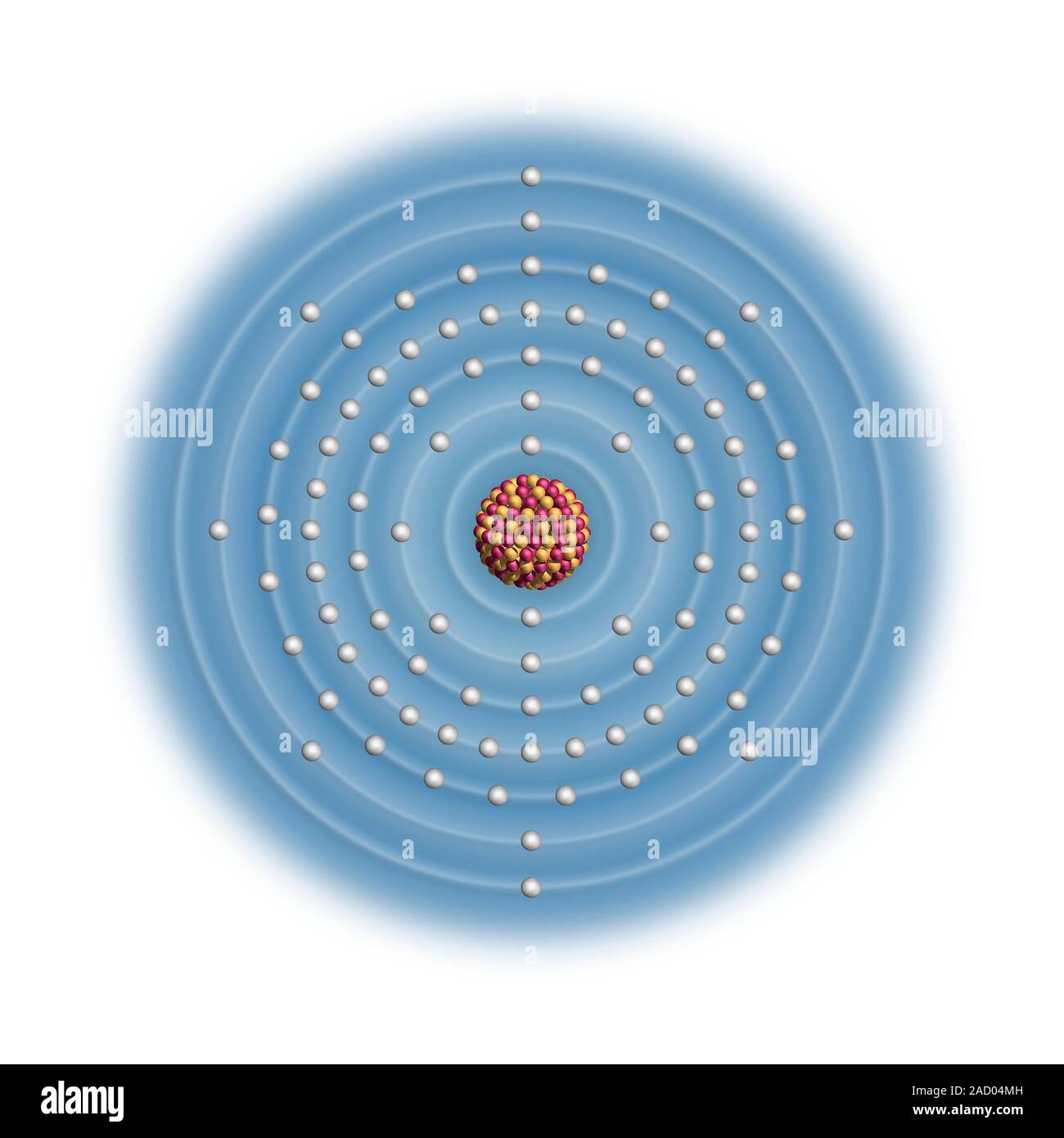 Americium (Am). Diagram of the nuclear composition and electron ...