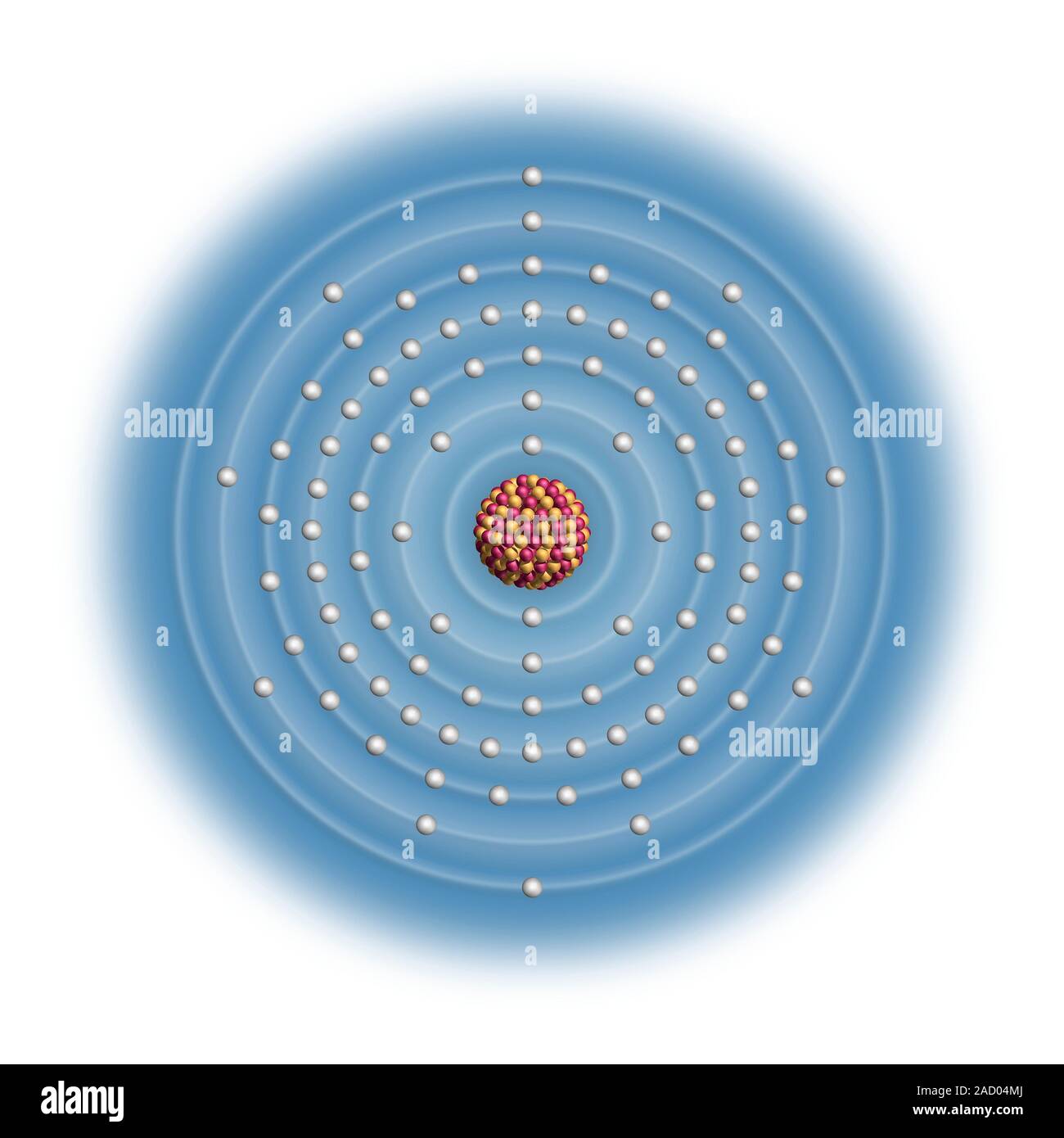Curium (Cm). Diagram of the nuclear composition and electron ...