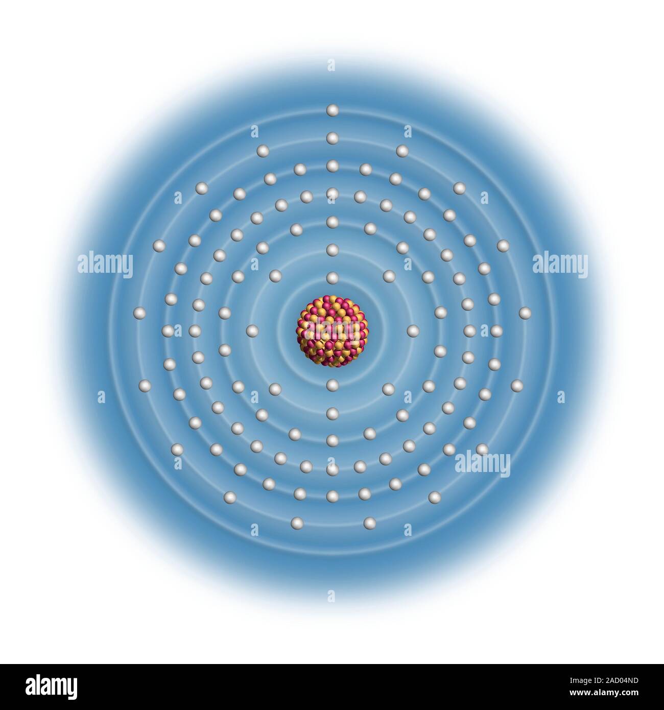 Darmstadtium (Ds). Diagram of the nuclear composition and electron ...