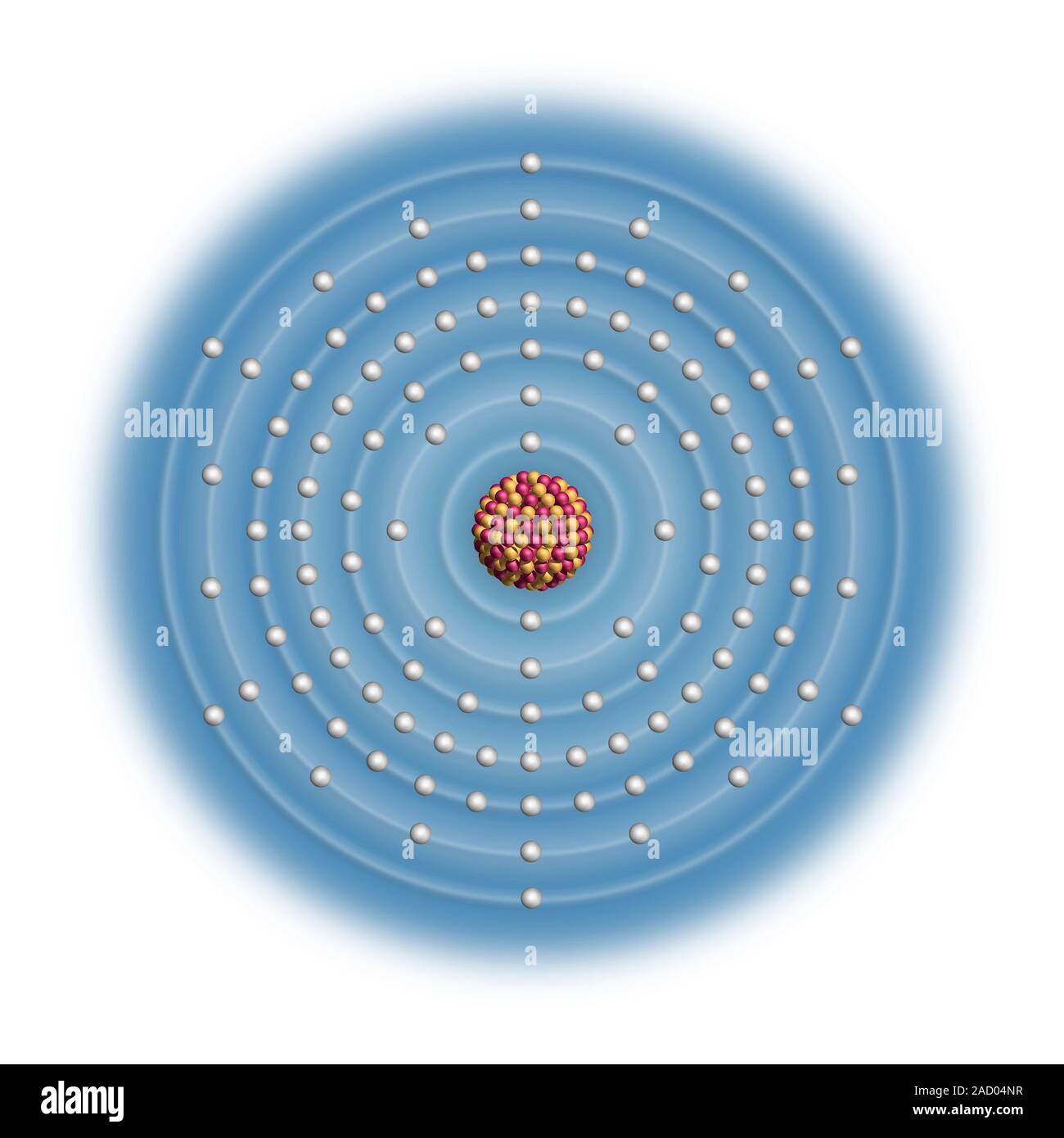 Livermorium (Lv). Diagram of the nuclear composition and electron ...