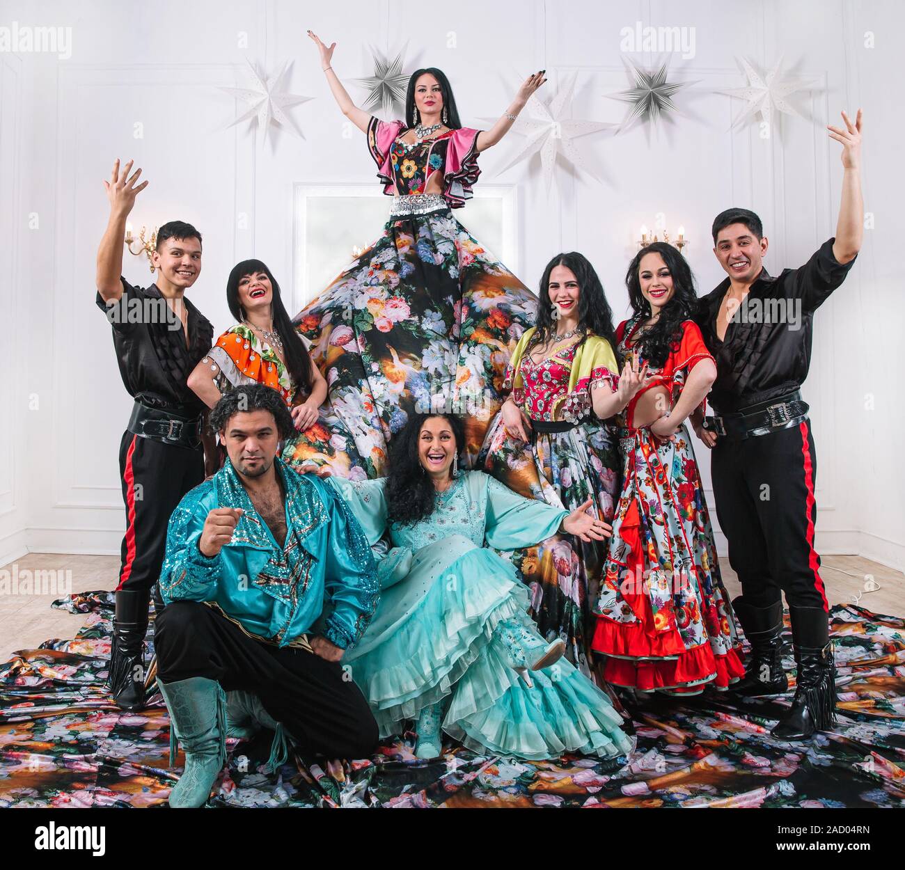 fun dance band in the Gypsy costumes Stock Photo - Alamy