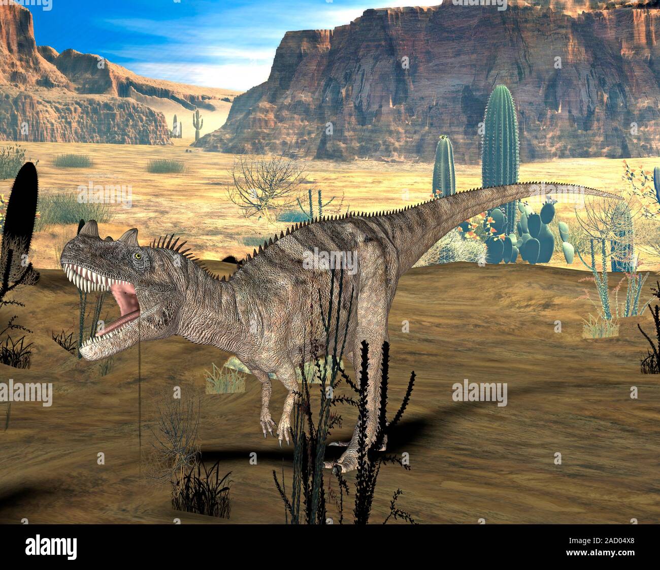Ceratosaurus dinosaur. Computer illustration of a Ceratosaurus sp ...