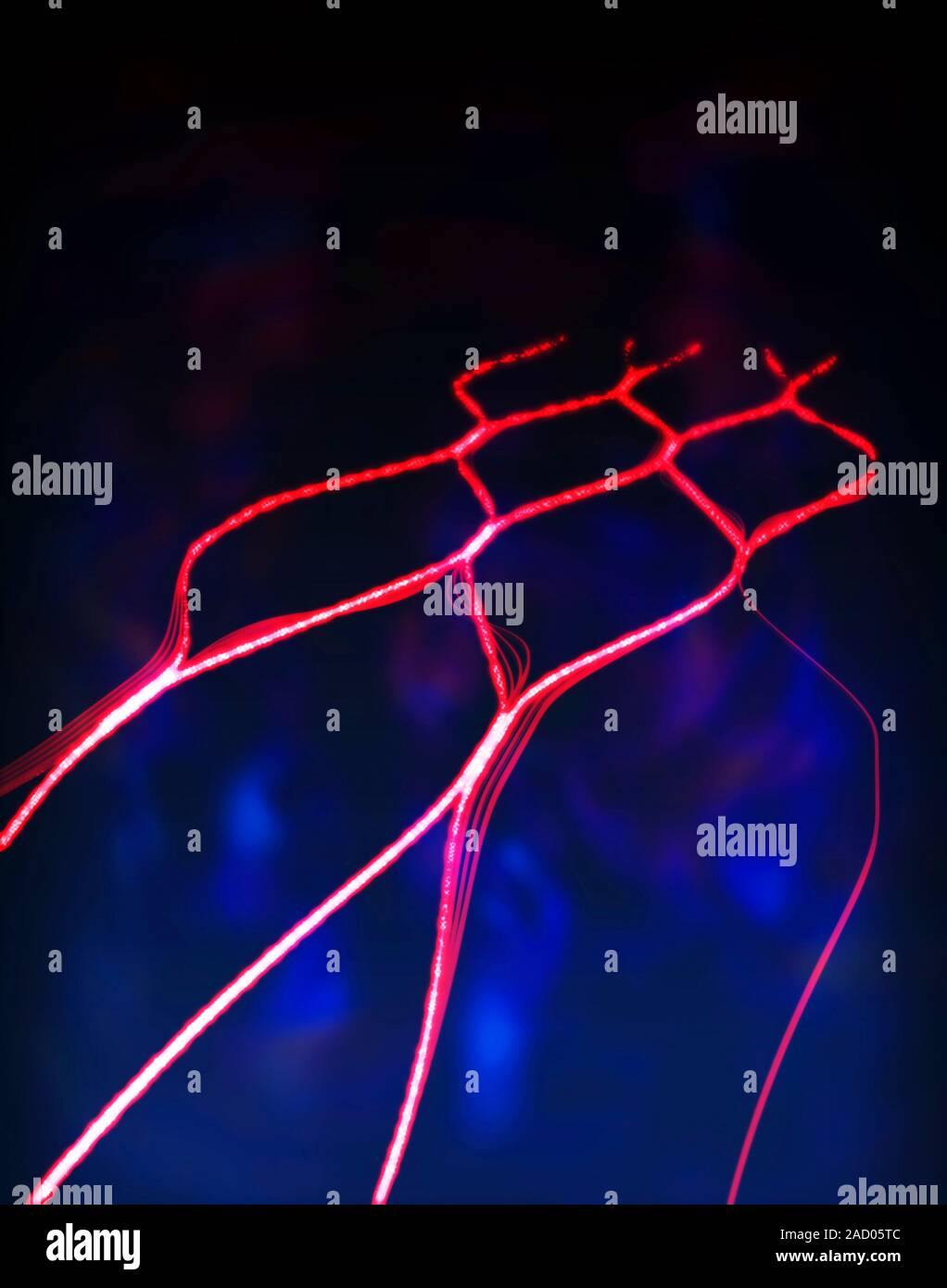Photon waveguide. Computer illustration of a waveguide being used to ...