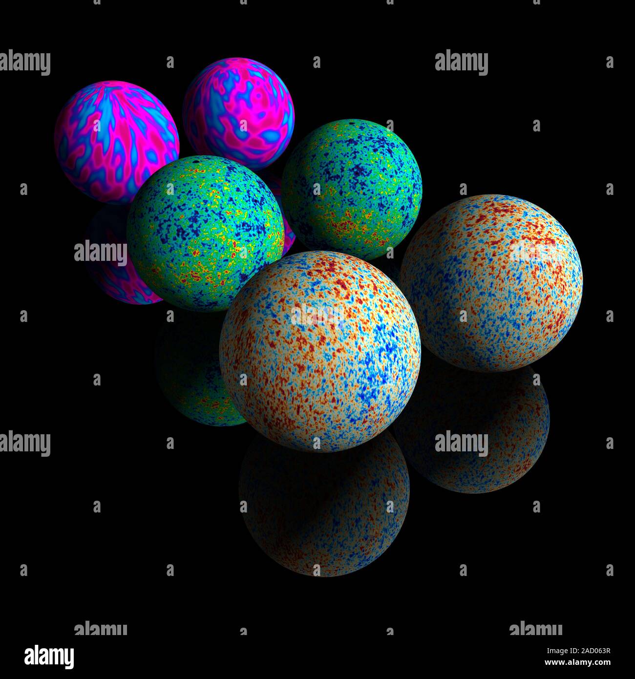 Cosmic microwave background radiation. Computer illustration showing ...