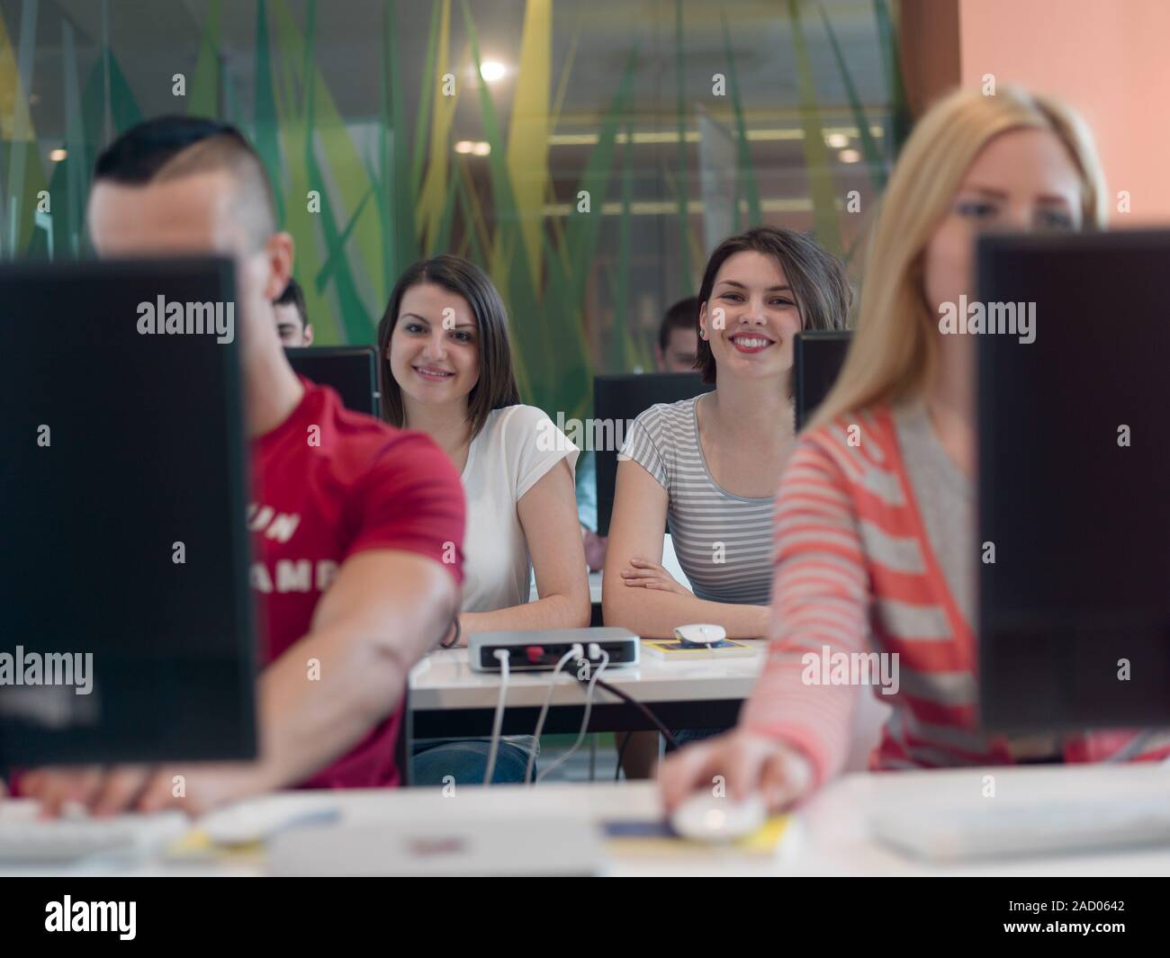 technology students group in computer lab school classroom Stock Photo - Alamy