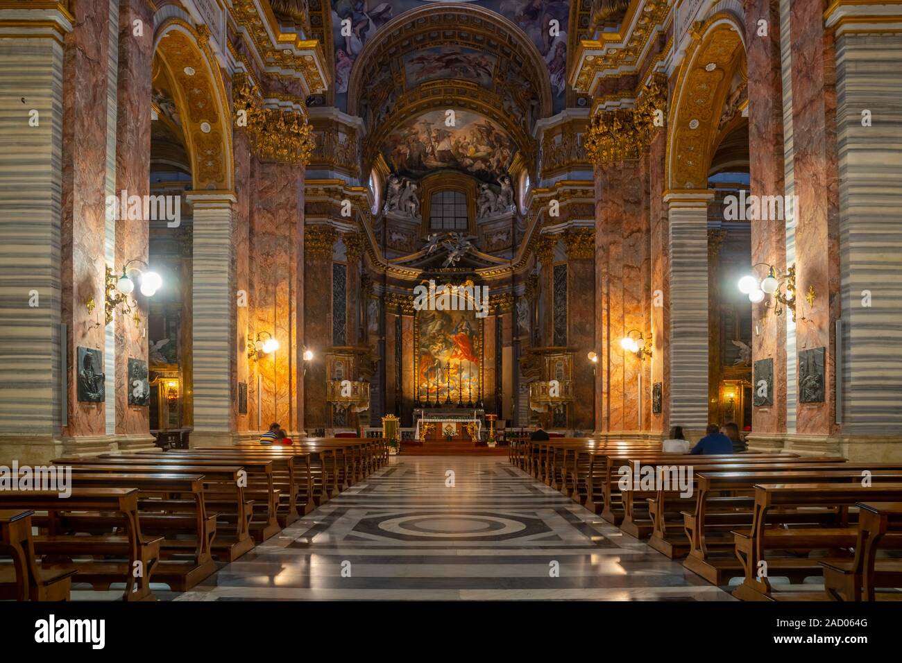 Rome, Italy - 27.10.2019: Interior of Altar Frescos Basilica Saint ...