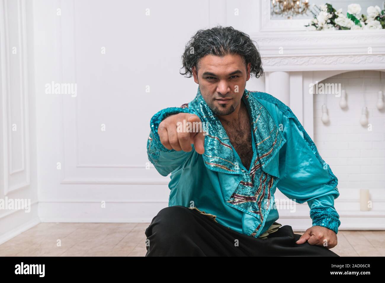 brutal Gipsy men pointing at you. photo with space for text Stock Photo - Alamy