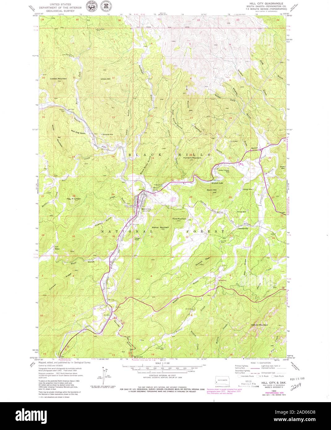 Map of hill city south dakota hi-res stock photography and images - Alamy