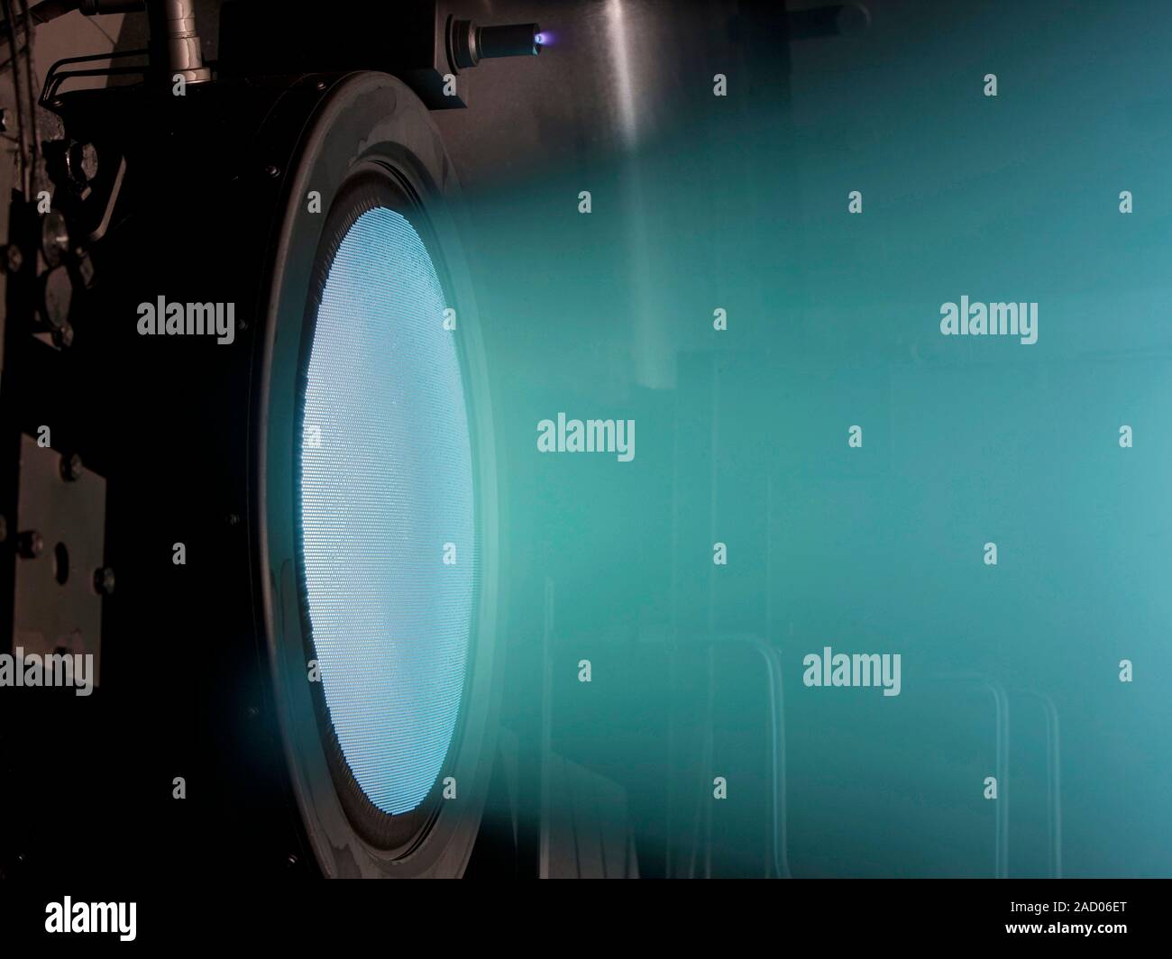 Ion thruster. Close-up of a 7-kilowatt ion thruster being tested as ...