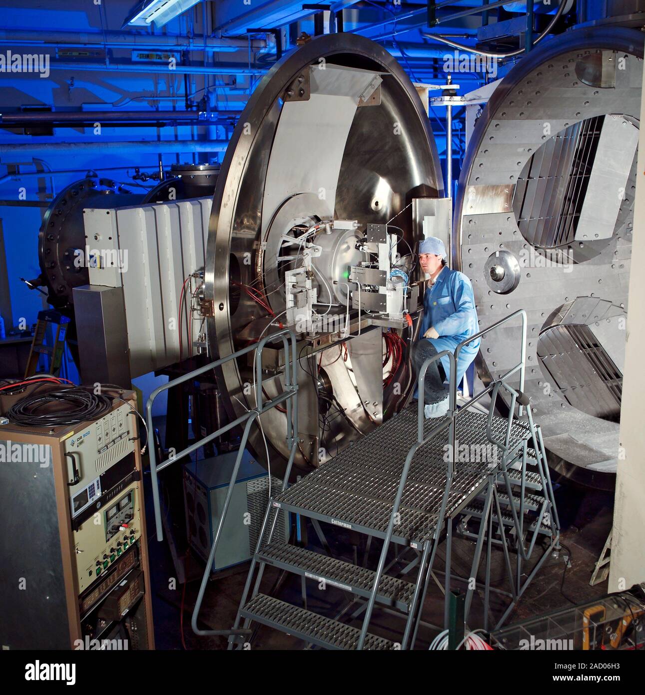 Ion thruster testing. Ion thruster being tested as part of NASA's ...