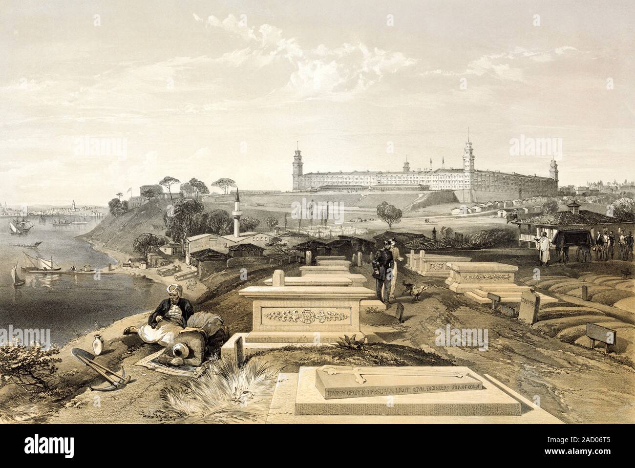 Illustration of the British military cemetery in the grounds of the ...