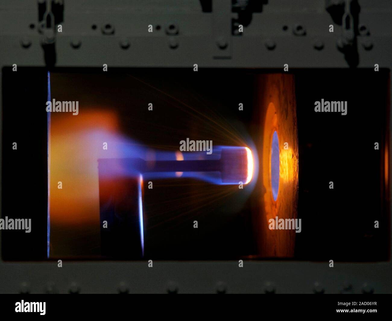 Testing Space Shuttle tiles. High-temperature wind tunnel test being ...