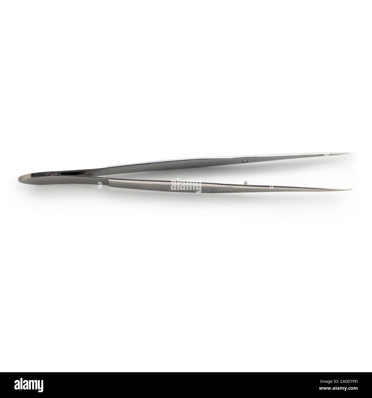 Fine-pointed forceps. These forceps are used for holding and ...