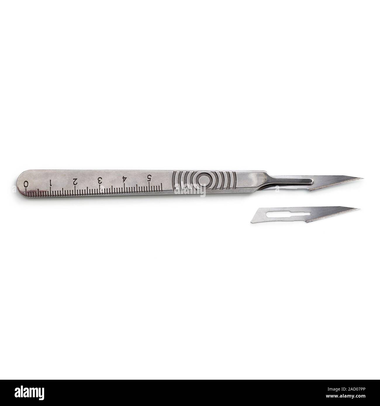 Surgical scalpel and blade. This scalpel is used for cutting tissues ...