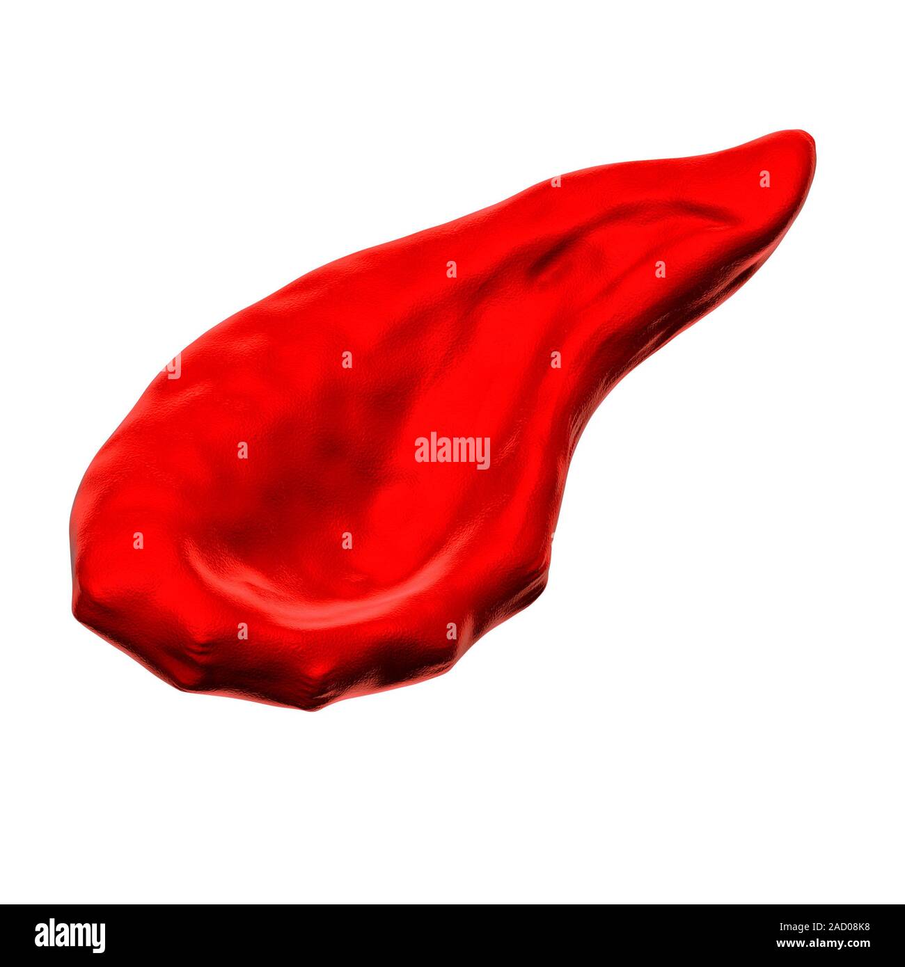 Sickle cell anaemia. Illustration of a red blood cell affected by ...