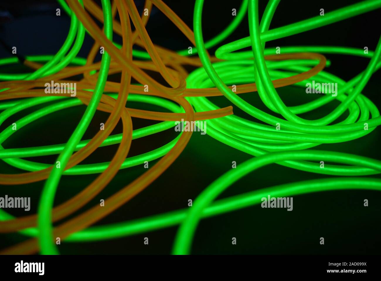 Bright luminous yellow and green, lime neon wires in different formats ...