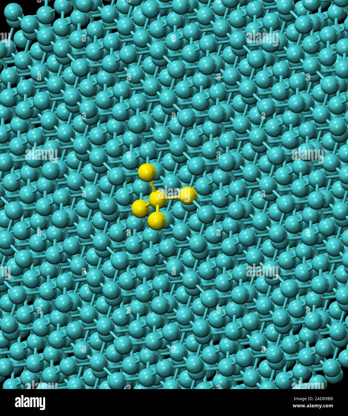 Diamond crystal lattice. Computer-generated 3D ball-and-stick model of ...