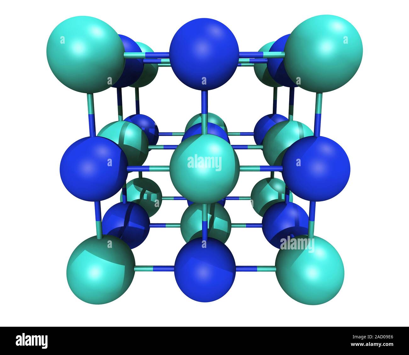 Model of the cubic crystal lattice of sodium chloride (pure common salt ...