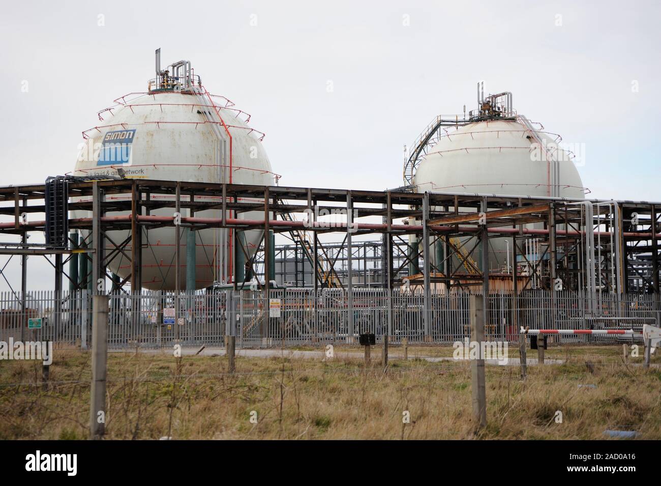 Pressurised gas containers at an industrial site Stock Photo - Alamy