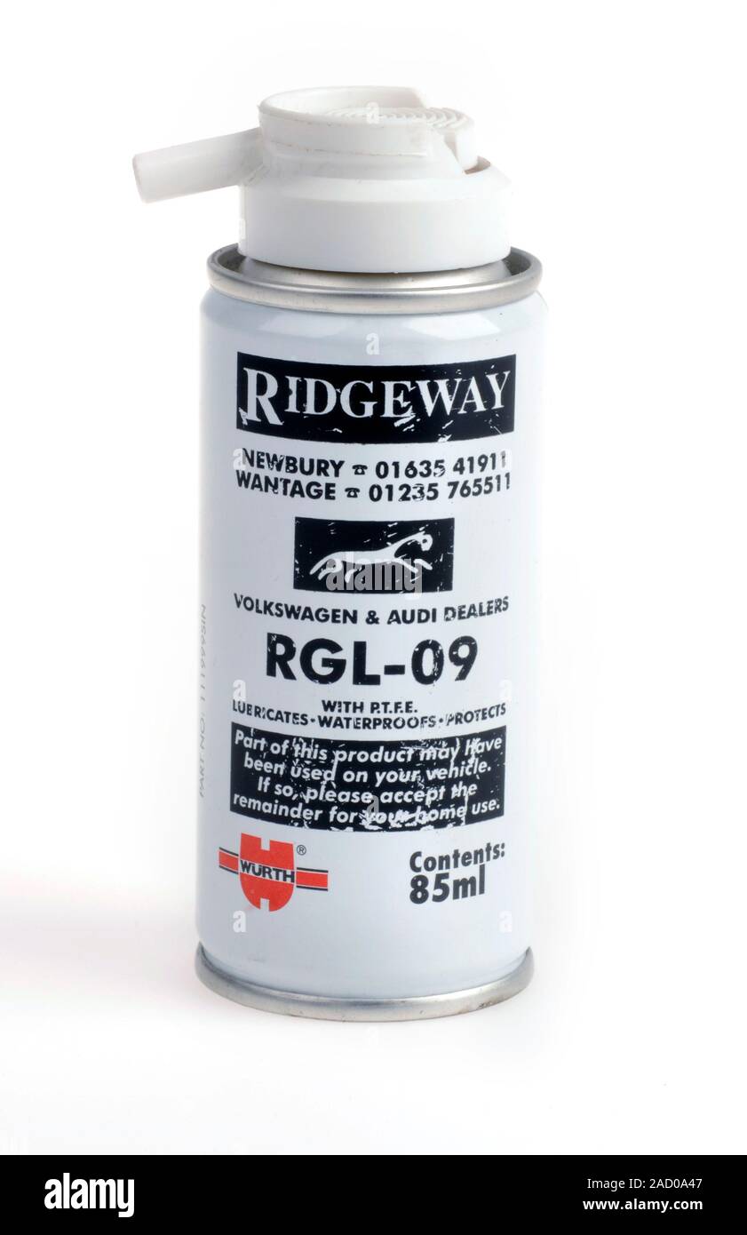 Automotive lubricant spray. Spray can containing an lubricant designed ...