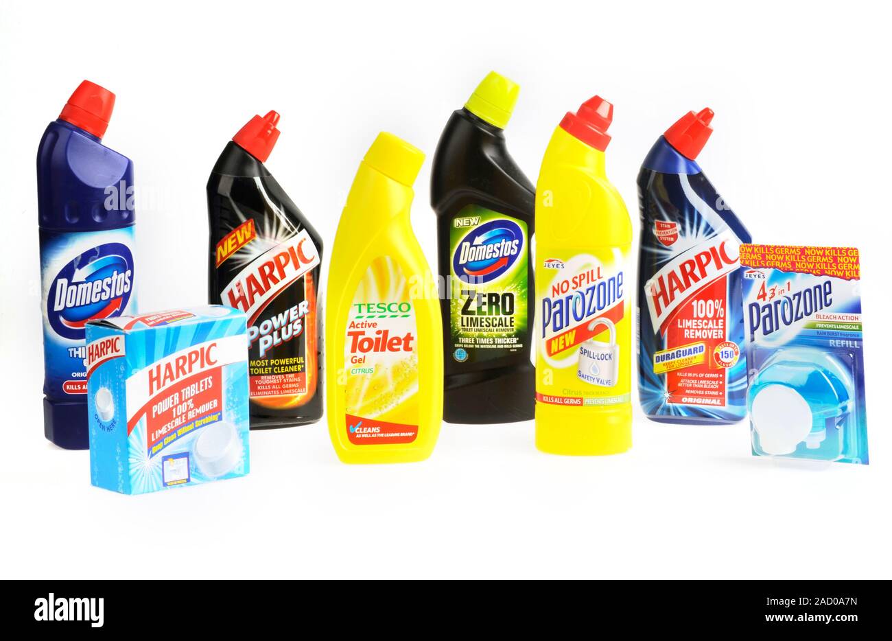 Domestic cleaners. Selection of household cleaning products, including ...