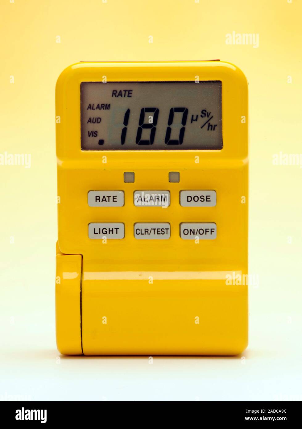 Radiation dosimeter. A dose rate monitor (or dosimeter) is used to ...