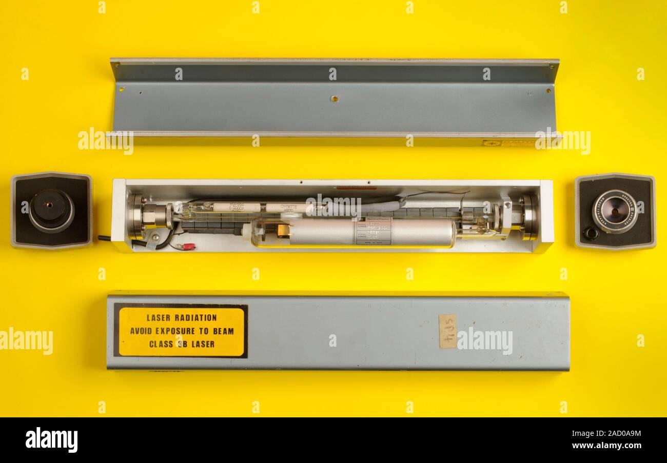 Laser. Image showing the interior of a Class 3B laser device Stock ...