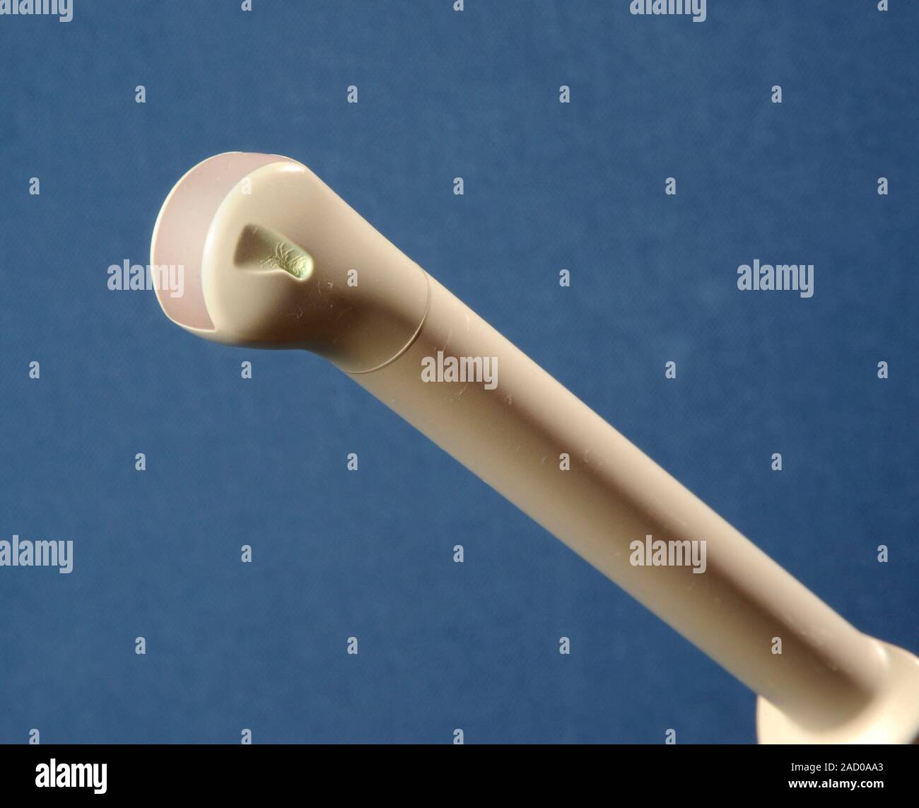Ultrasound scanner heads. Close-up of a transducer probe for use with ...
