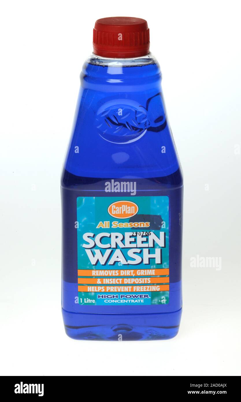 Vehicle screen wash. Bottle containing concentrated liquid for use in ...