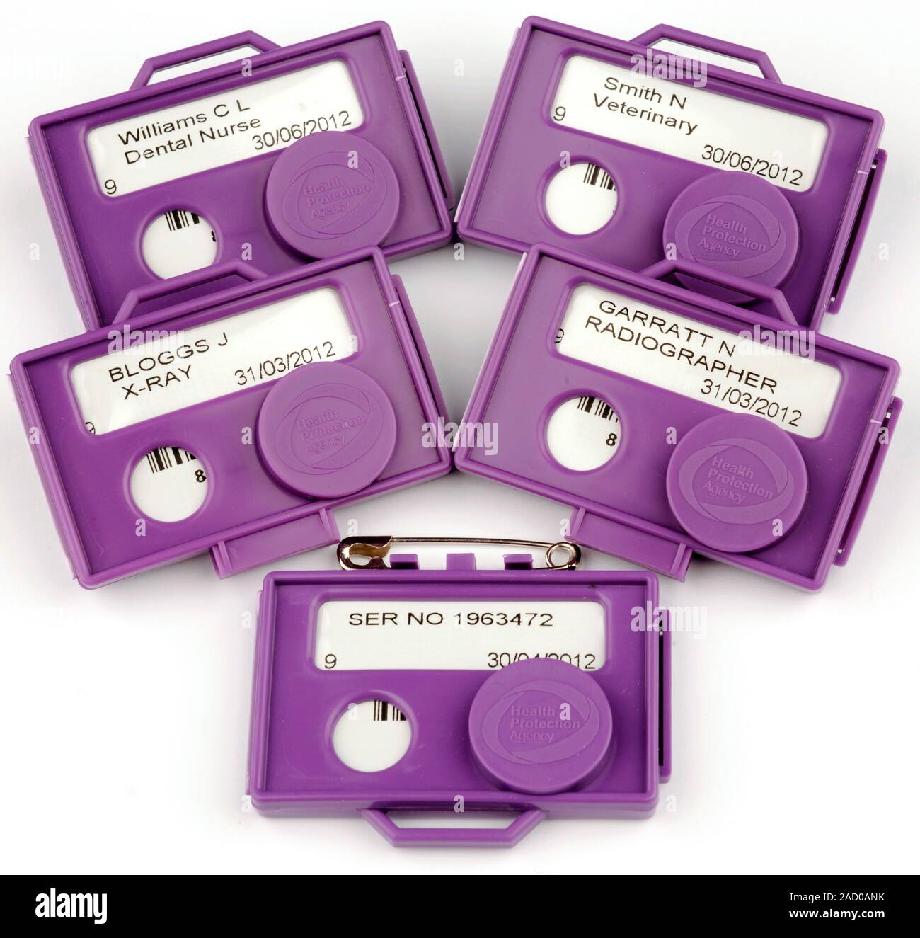 Film badge radiation dosimeters. Film badge dose meters (dosimeters ...