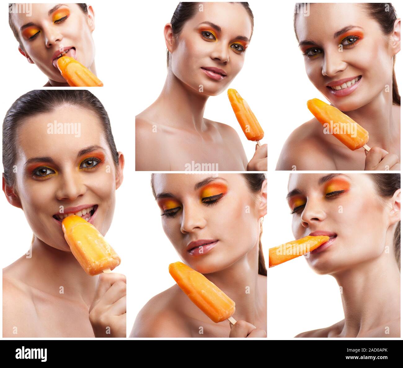 Portrait woman ice cream Cut Out Stock Images & Pictures - Alamy
