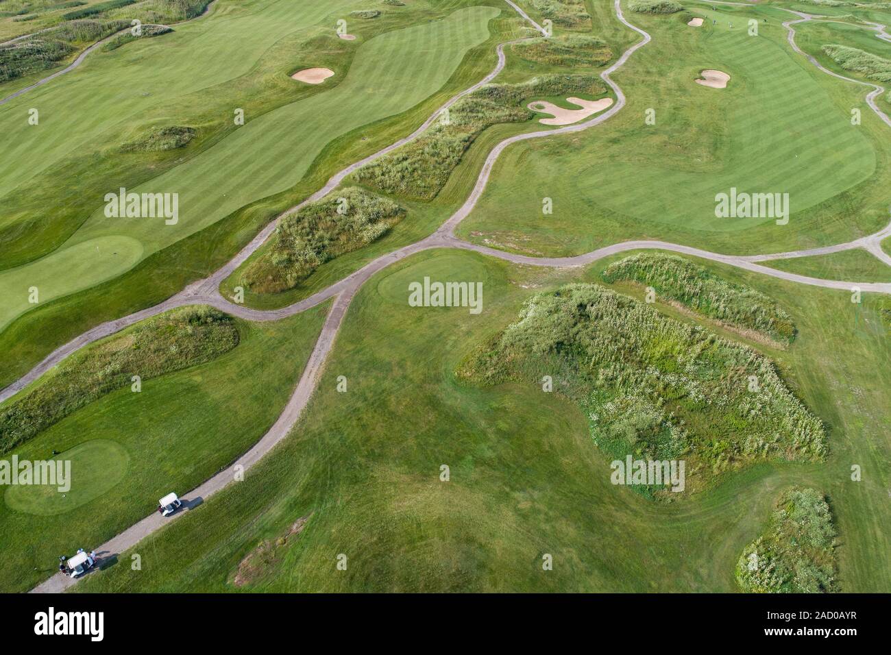 Aerial view of a links golf course in a suburban setting in Northbrook ...