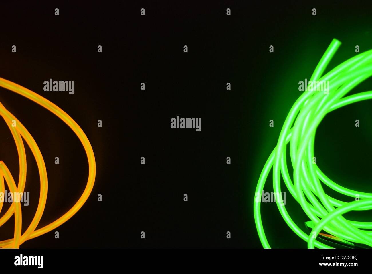 Bright luminous yellow and green, lime neon wires in different formats ...