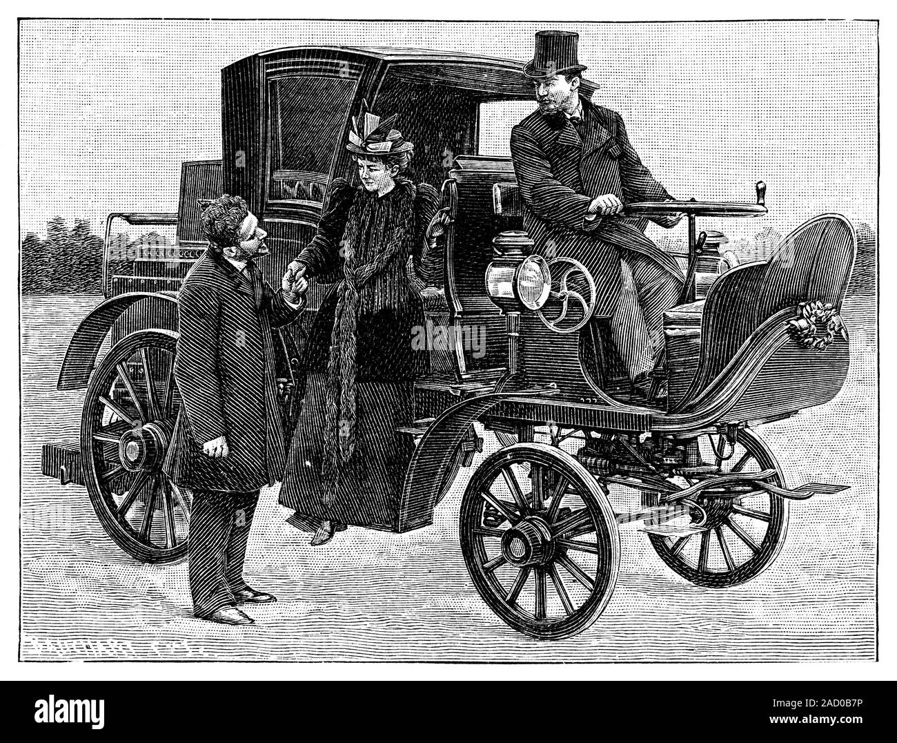 Serpollet steam car. 19th-century illustration of the steam-powered car ...