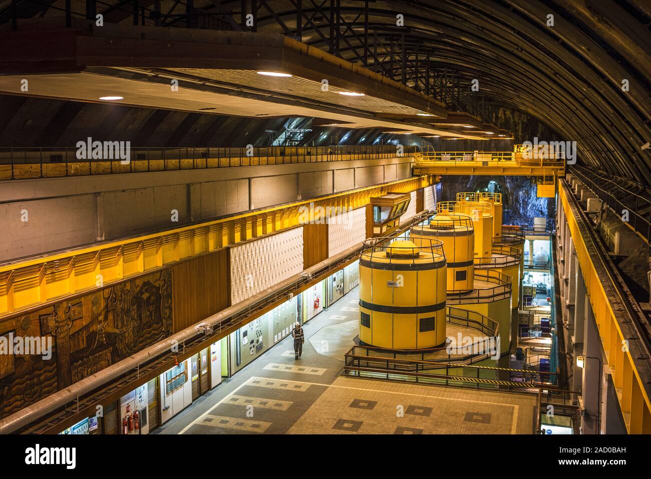 Interior of the machine hall of the Cruachan Power Station, Scotland ...