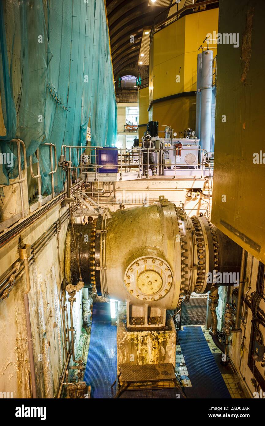 Interior of the machine hall of the Cruachan Power Station, Scotland ...