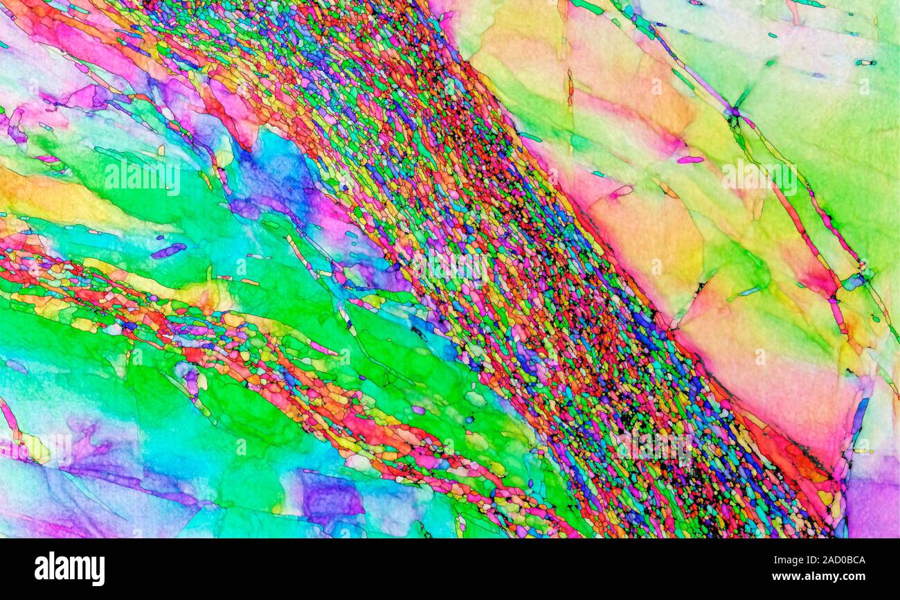 Aluminium deformation. High-resolution orientation map, created using ...