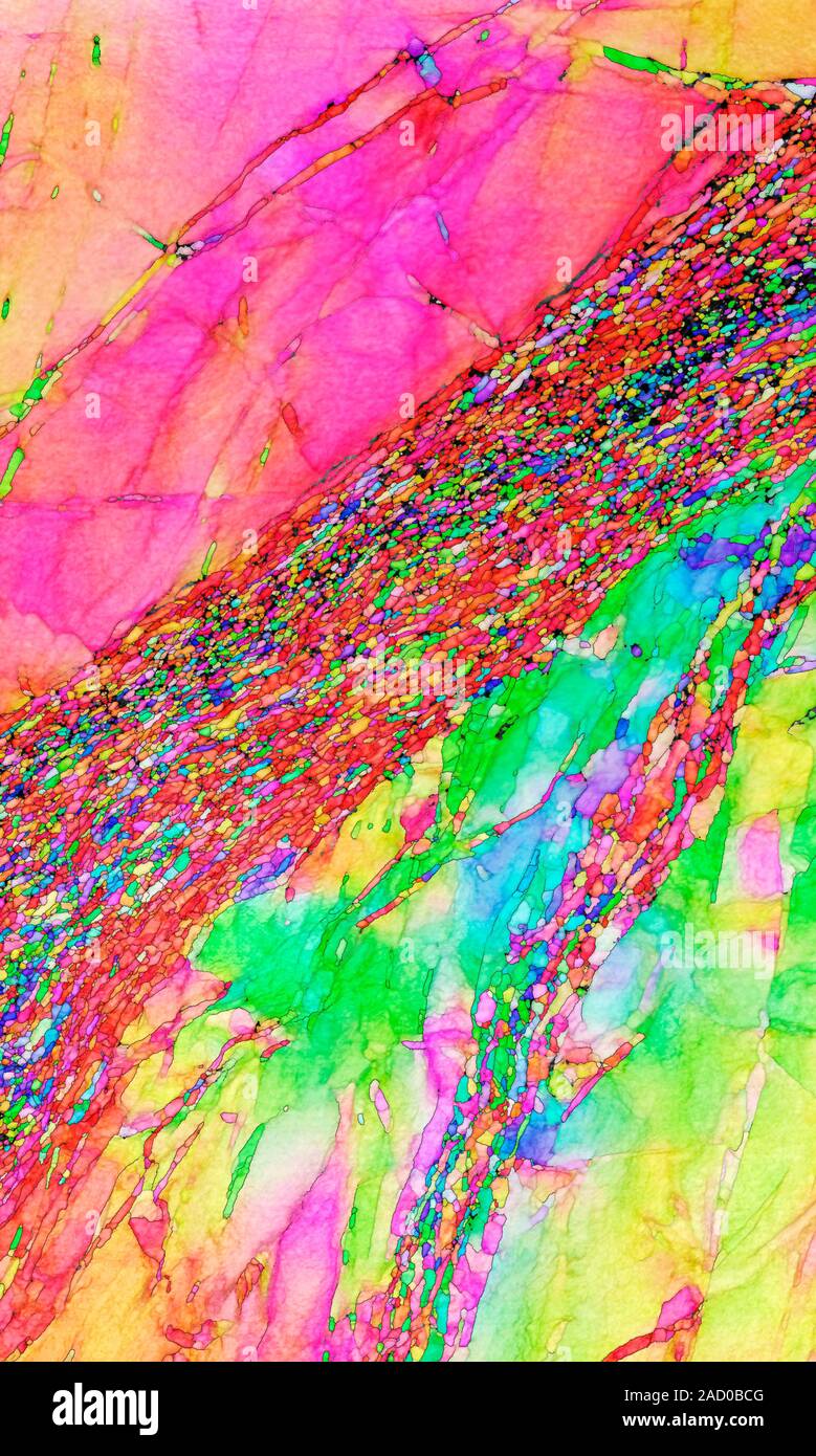 Aluminium deformation. High-resolution orientation map, created using ...