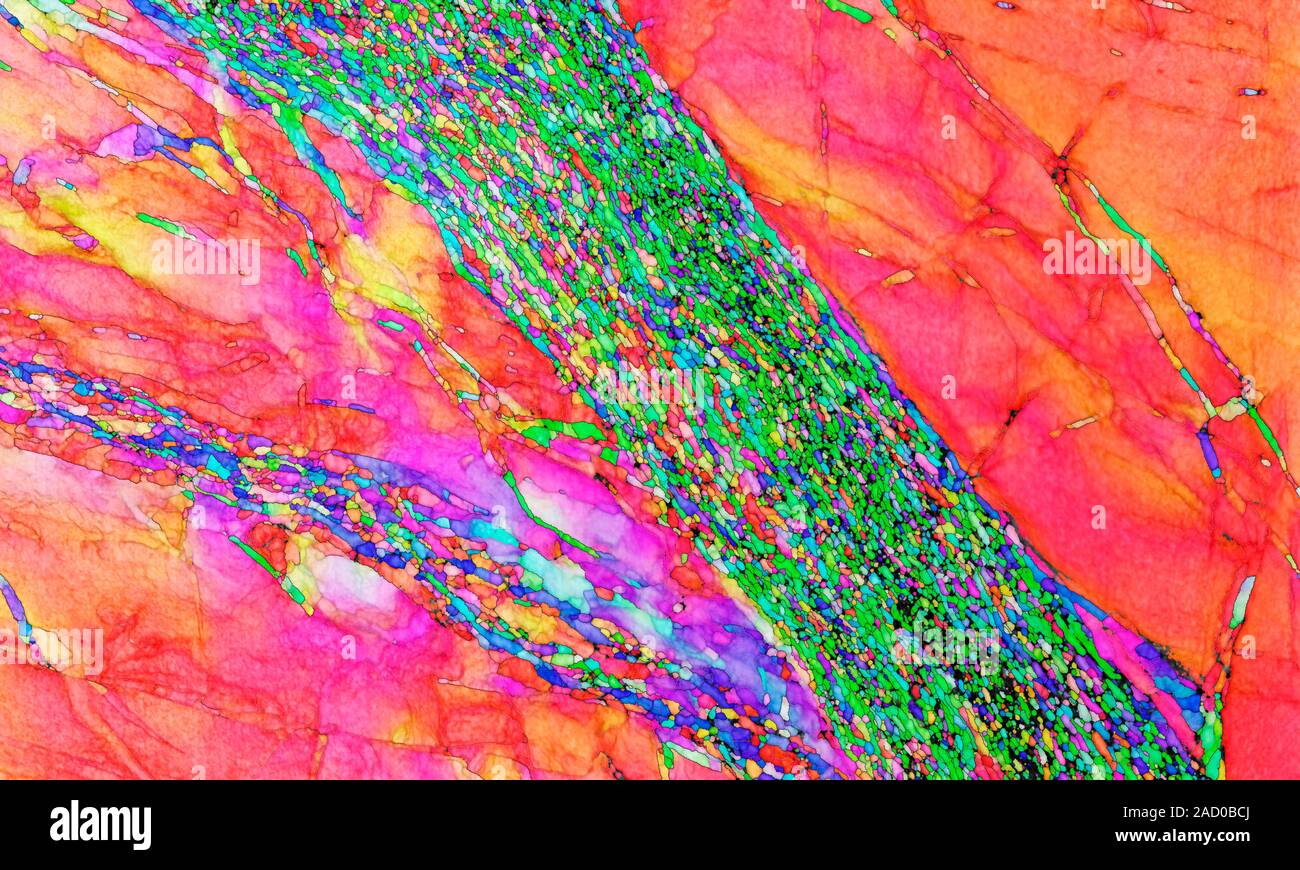 Aluminium deformation. High-resolution orientation map, created using ...