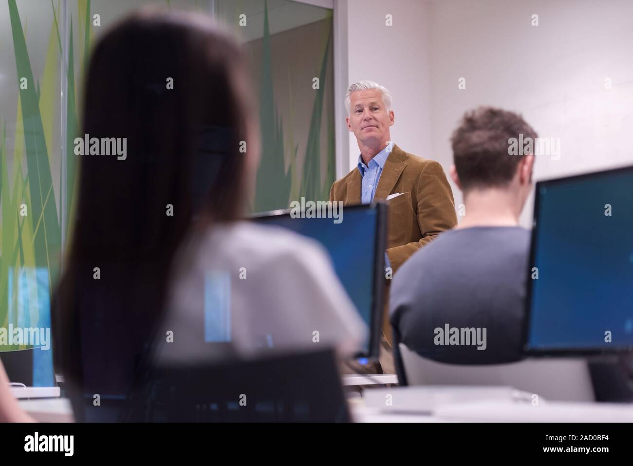teacher and students in computer lab classroom Stock Photo - Alamy