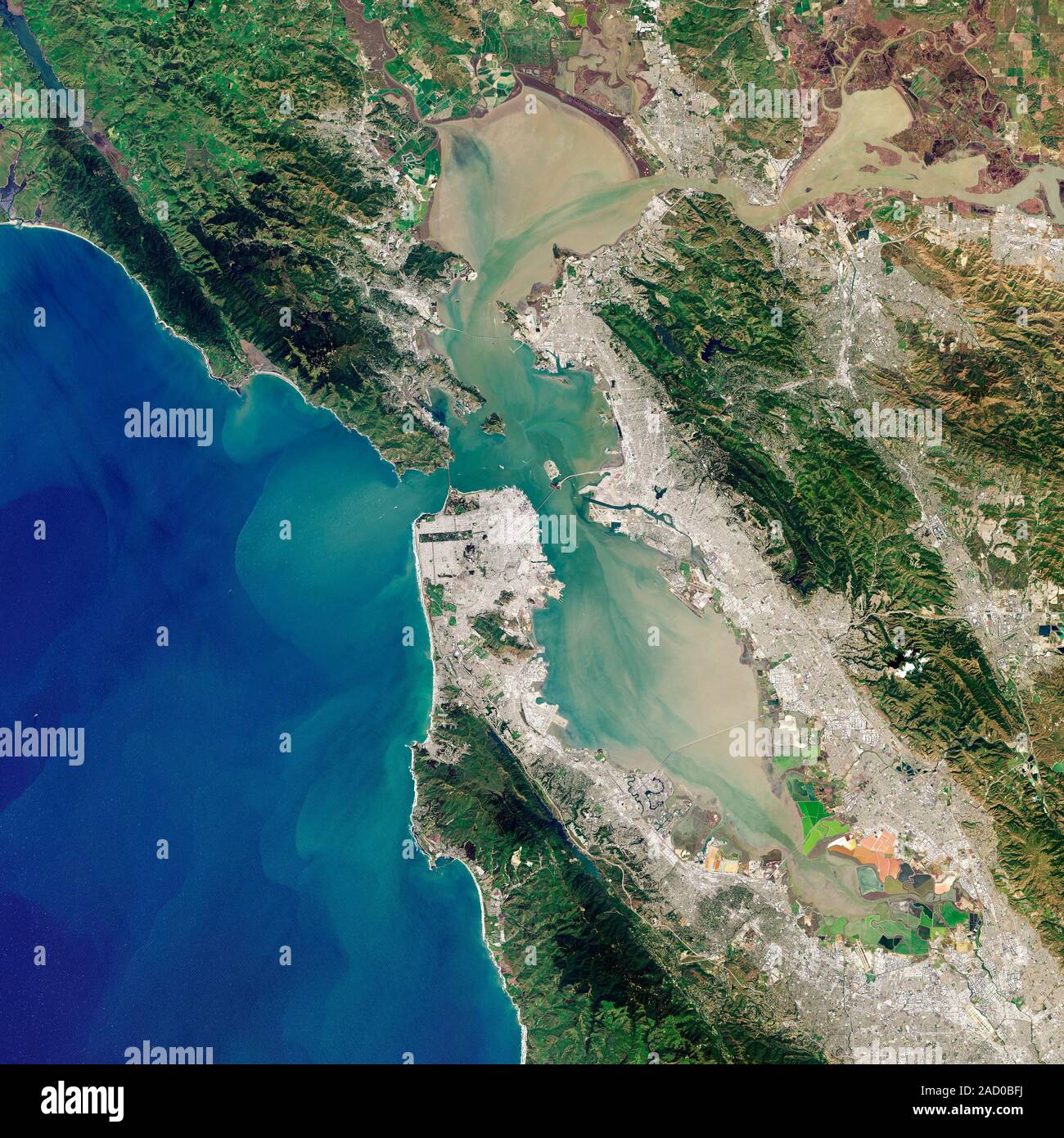 Satellite image of San Francisco Bay Area, California, USA. Imaged by ...