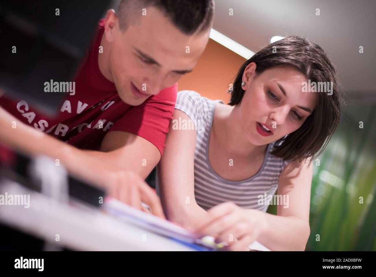 technology students group working in computer lab school classroom ...
