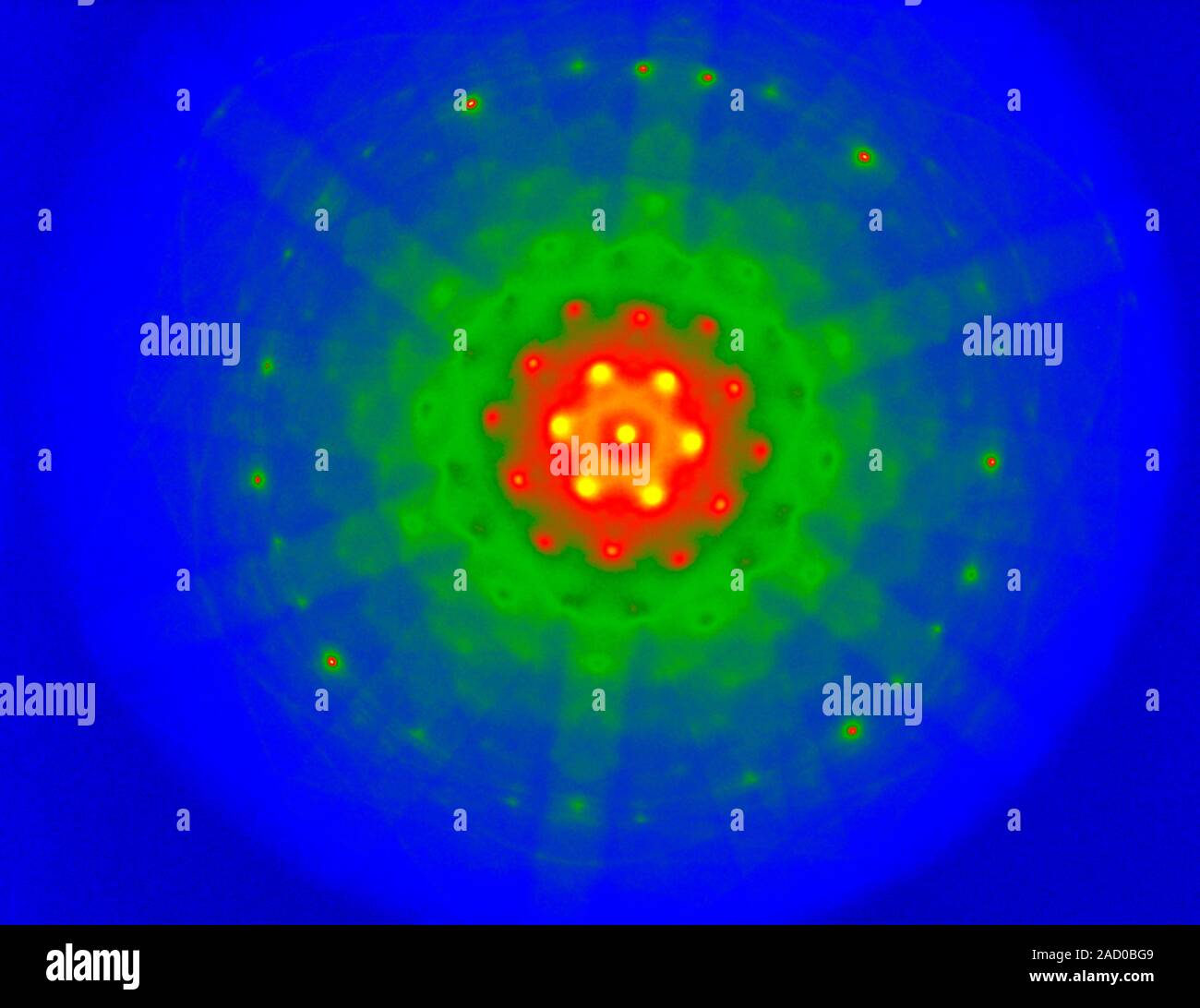 Silicon Crystal Diffraction Pattern Coloured Transmission Electron