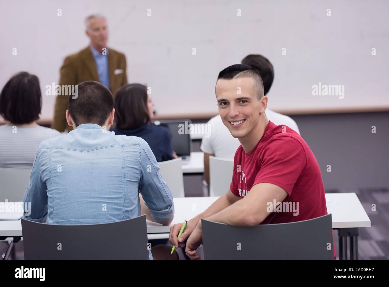 technology students group in computer lab school classroom Stock Photo ...