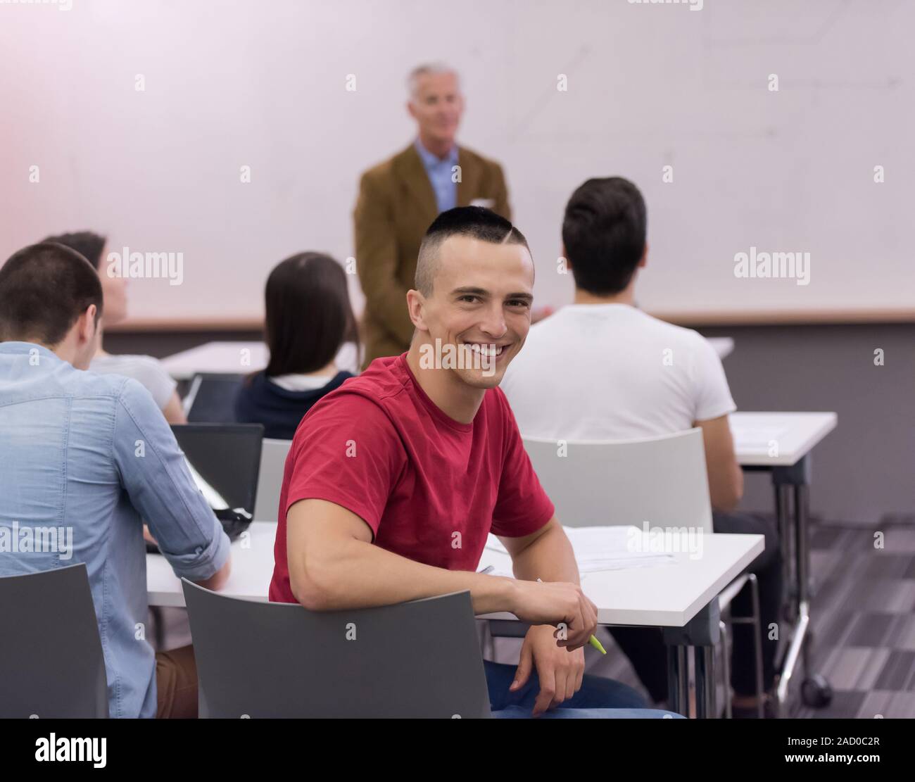technology students group in computer lab school classroom Stock Photo ...