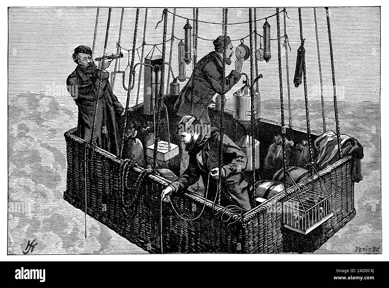 'Zenith' balloon ascent. 19th-century illustration of the journalist ...