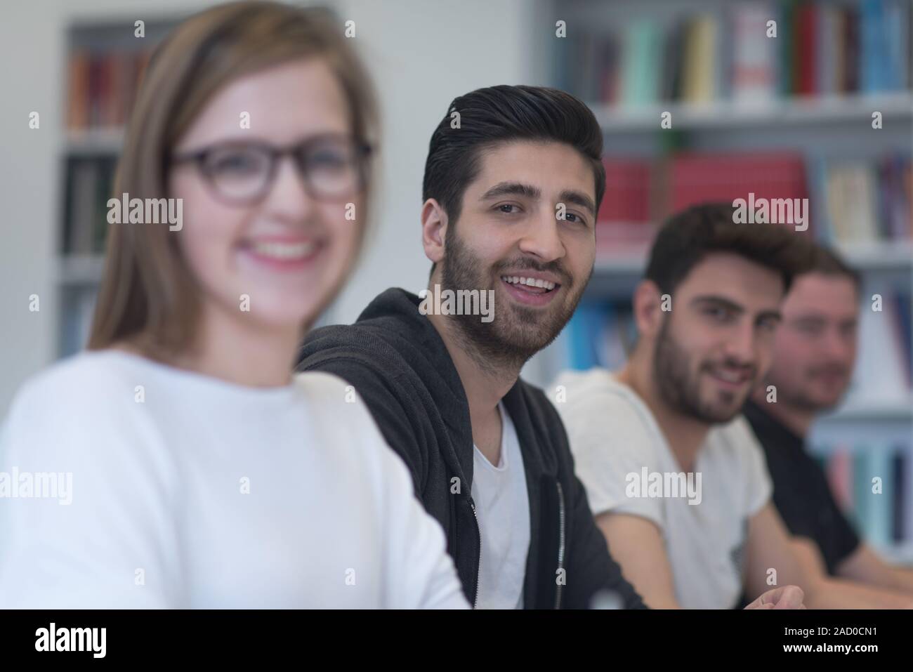 group of students study together in classroom Stock Photo - Alamy