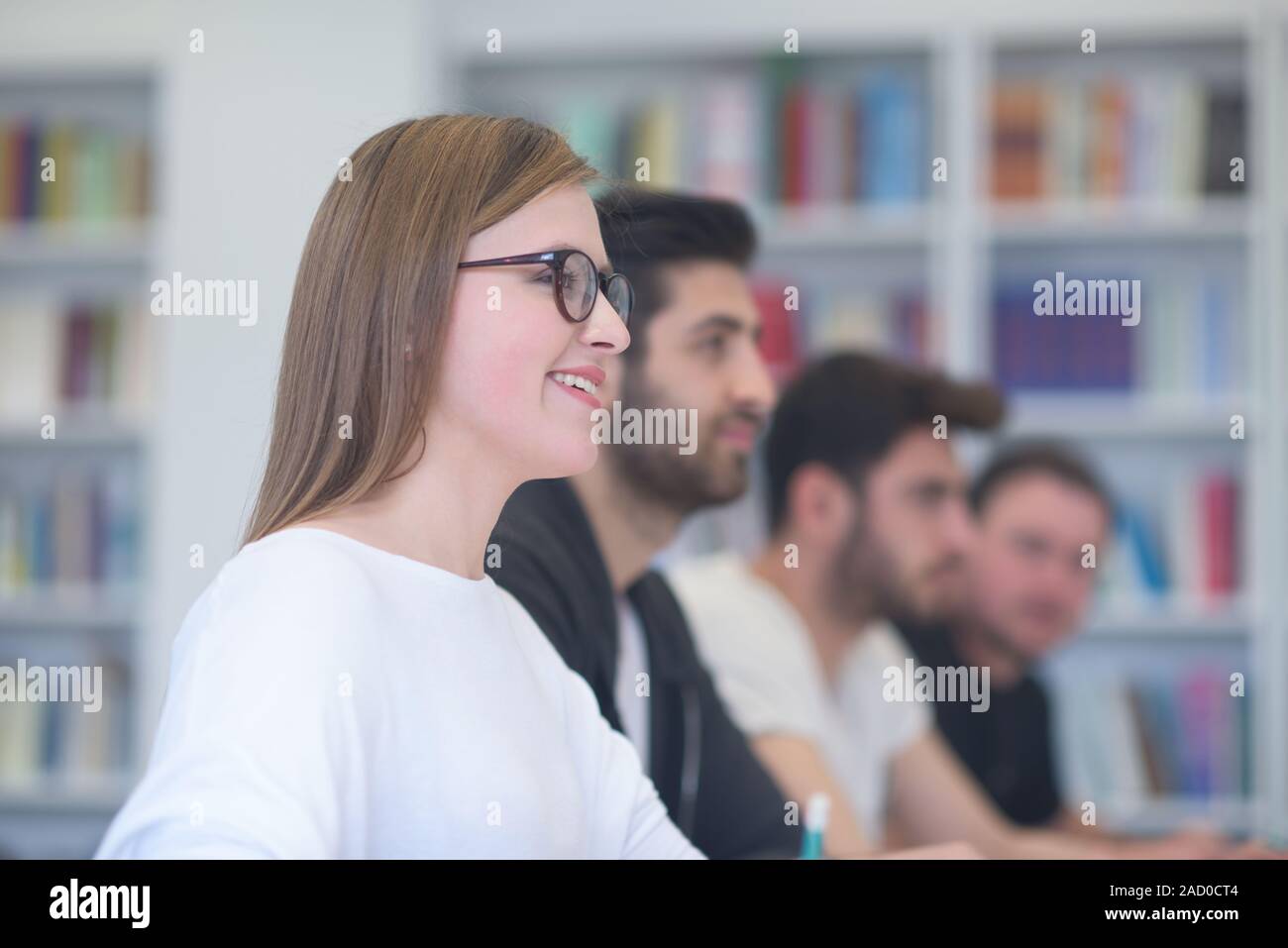 group of students study together in classroom Stock Photo - Alamy